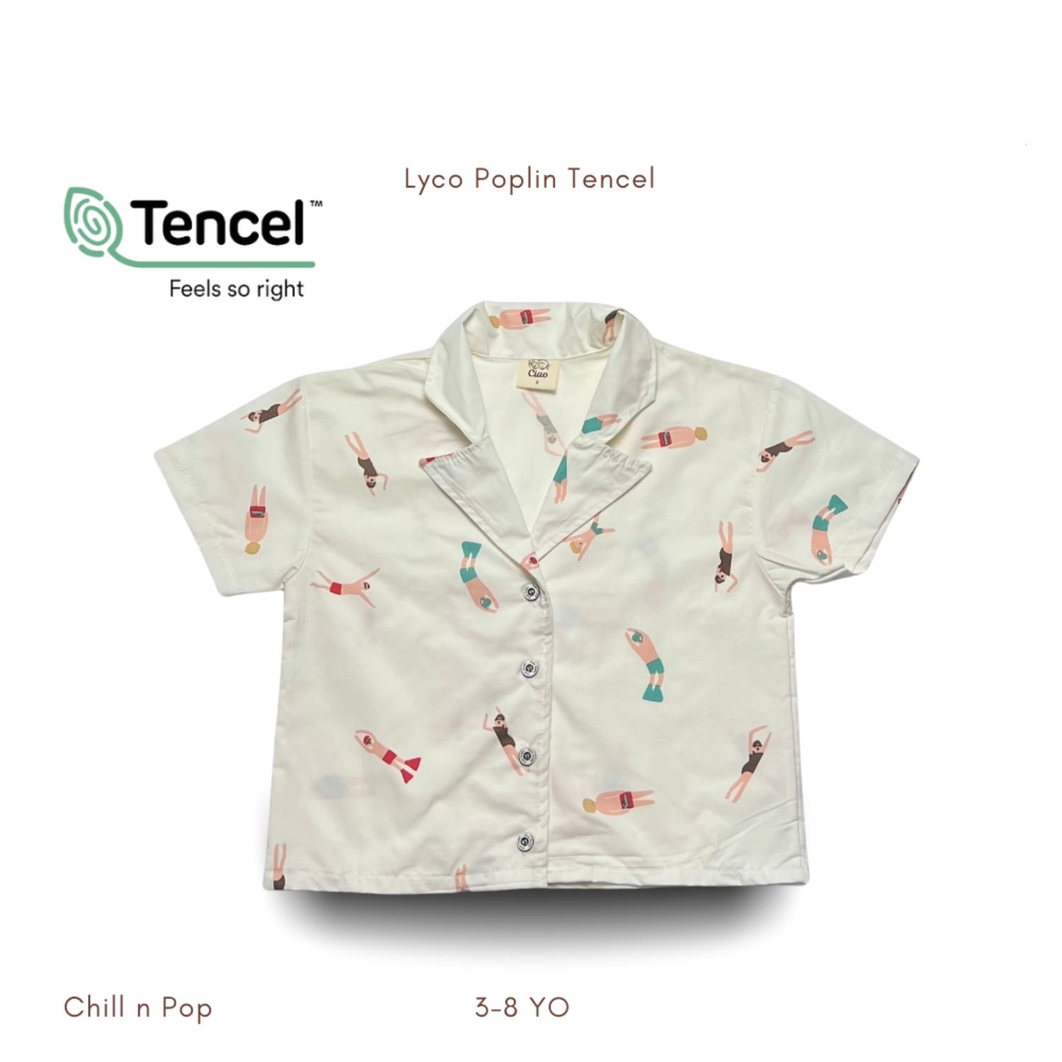 CIAO Lyco Poplin Print Shirt Series Swimmer | Kemeja Anak-Anak - Gaya Kids